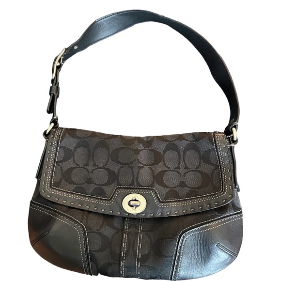 Coach | Bags | Coach Signature Leather Shoulder Bag Black | Poshmark
